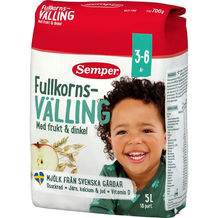 Swedish Baby Food - Fullkornsvälling Frukt & dinkel Från 3 år Semper 5 ...